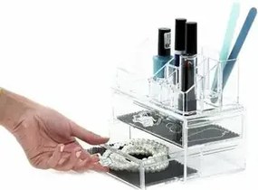 Compactor Organizér na kosmetiku čirý plast / 2 zásuvky / horní úložný