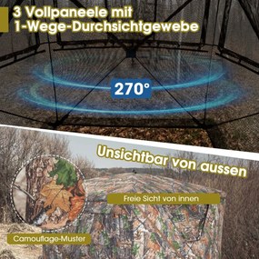 Costway Jednostranný průhledný 270° lovecký stan vyskakovací přístřešek pro 2