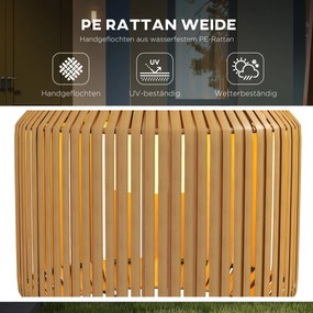 Ratanové venkovní světlo, solární zahradní lampa, automatické zapínání, LED, odolné proti povětrnostním vlivům, kovový rám, Ø34 x 130 cm, černá/žlutá