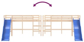 Dětská patrová postel se skluzavkou 90 x 200 cm borové dřevo - Default Title