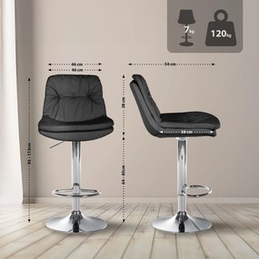 Barová židle Laurel umělá kůže chromovaná konstrukce – černá
