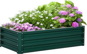 Outsunny Vyvýšený ocelový květináč Nerezový zeleninový záhon s otevřeným dnem pro zahradní balkon Zelený 120x60x30,5 cm |