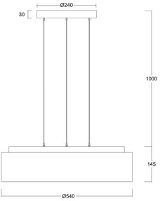 Osmont 67404 Eris LE4, závěsné svítidlo z triplexového skla se stříbrným závěsem, LED 35W 3000K, IP40, prům. 54 cm