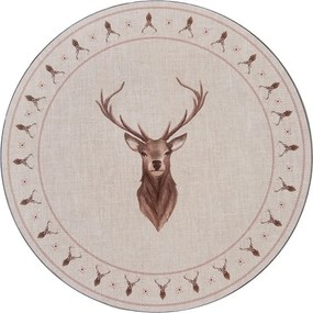 Béžový servírovací talíř s jelenem Cosy Lodge - Ø 33*1 cm