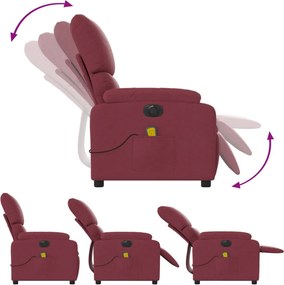 Elektrické masážní polohovací křeslo vínové textil 3204815