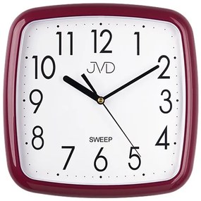 Červené bordové nástěnné tiché netikající hodiny JVD sweep HP615.13