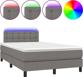 Box spring postel s matrací a LED tmavě šedá 120x200 cm textil 3133462