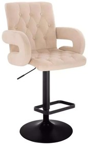 LuxuryForm DESIGN Barová židle BOSTON VELUR na černé kulaté podstavě - krémová