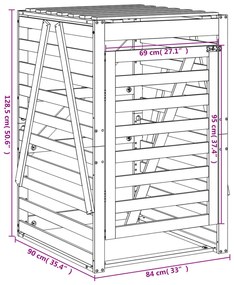 vidaXL Úložný box na popelnici 84 x 90 x 128,5 cm masivní borové dřevo