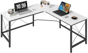 HOMCOM L-šikovný stůl Moderní roh s ocelovým rámem, nosnost 70 kg, pro kancelář, domov, studium 150x150x76 cm Bílý | Aosom