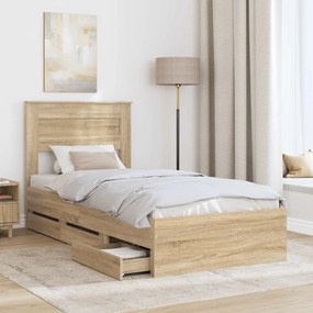 Rám postele s čelo Sonoma dub 100 x 200 cm Inženýrské dřevo 3409869