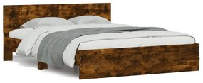 vidaXL Rám postele s čelem kouřový dub 140 x 190 cm