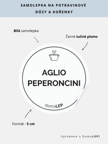 Samolepka na kořenky AGLIO PEPERONCINI bílá 5 cm tučné písmo
