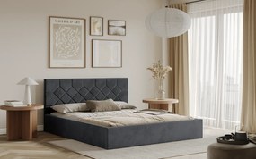 Postel MARSALA 140x200 tmavěšedá s úložným prostorem
