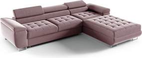 Rohová rozkládací sedací souprava do L BEN, 277 cm, s úložným prostorem Roh pohovky: Levý roh, Barva látky: Světle růžová (Kronos 27)