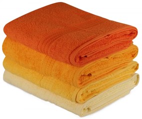 Sada 4 ks ručníků Rainbow 70x140 cm žlutá