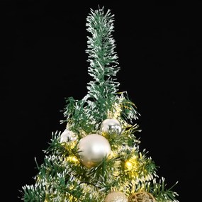 vidaXL Umělý vánoční stromek s 300 LED a sadou koulí zasněžený 180 cm