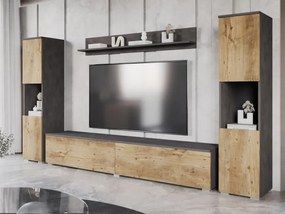 Obývací stěna Bamisio XL, Barva: matera / breslau kaštan, Osvětlení: bez osvětlení
