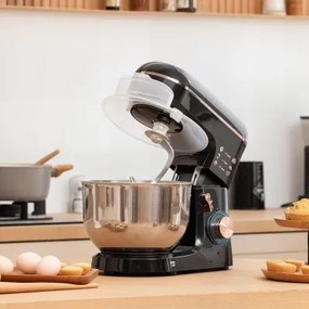 HOMCOM Stolní mixér, kuchyňský robot, šlehač, 6 stupňů, nerezová mísa 5,5 l, černý