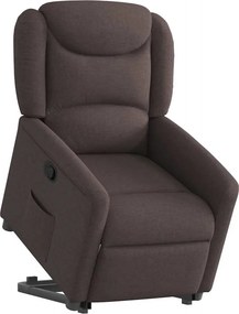 Zvedací polohovací křeslo tmavě hnědé textil 3303199