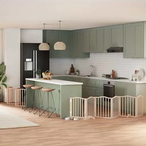 Zábrana pro psy s dvířky skládací 12 panelů 600 cm topol 3155586