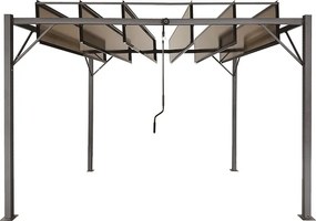 Antracitová pergola Paros 3x3 m s moskytiérou a závěsy Garden Point