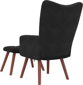 Relaxační křeslo se stoličkou černé samet 328068