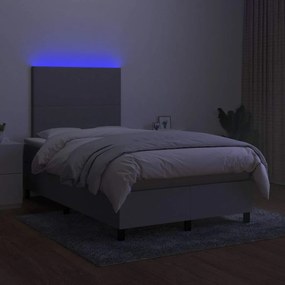 Box spring postel s matrací a LED světle šedá 120x200 cm textil 3134701