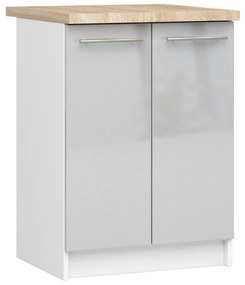 Kuchyňská skříňka Olivie S 60 cm 2D bílá/metalický lesk/dub sonoma