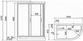 Aplomo Gibi 120x81x217 L/P masážní sprchový box Orientace Levá