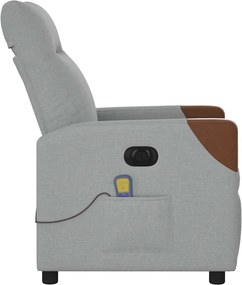 Elektrické masážní polohovací křeslo světle šedé textil 3323998