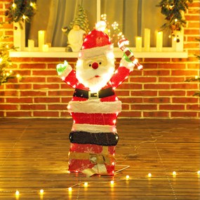 Outsunny 97 LED vánoční dekorace, Vánoce Santa Claus v teplé bílé, ocelový rám, vícebarevná