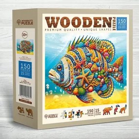WOODEN CITY Dřevěné puzzle Módní ryba / 150 dílků