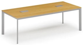 Stůl INVITATION 2400 x 1200 x 740, buk + 2x stolní zásuvka TYP II, stříbrná