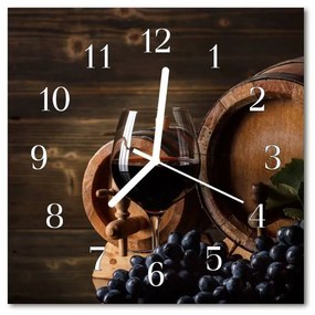 Nástěnné hodiny obrazové na skle - Sudy s vínem