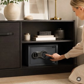 Malý domácí trezor, elektronický zámek na kód, na peníze a dokumenty, 350x250x250 mm: DORIAN