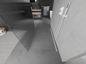 Mexen Kioto, sprchová zástěna Walk-In 120 x 200 cm, 8mm sklo s žebrovým vzorem, bílá profil, 800-120-002-20-09
