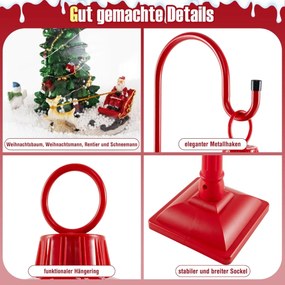 Costway Osvětlená vánoční pouliční lampa 173 cm červená vánoční lucerna
