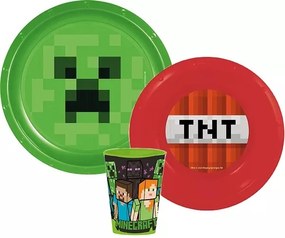 Javoli Dětská jídelní sada Minecraft s hrnkem mikroplast 3-dílná