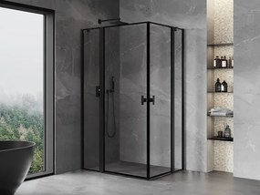 Mexen, Mexen Mist Duo výklopný sprchový kout 95 x 80 cm, černý rám - 8A4-095L-080P-70-70