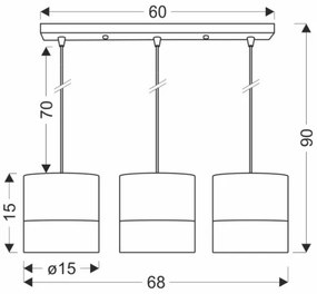 Lustr na lanku BIANCO 3xE27/40W/230V bílá/hnědá