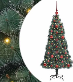 Umělý přednažený vánoční stromek se soupravou koulí Zelená PET 3396141