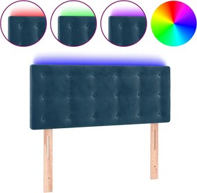 Čelo postele s LED tmavě modré 100x5x78/88 cm samet 3122092