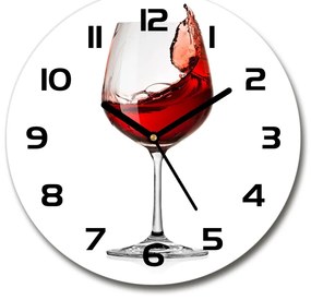 Wallmuralia Skleněné hodiny kulaté Červené víno fi 30 cm