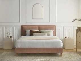 Starorůžová čalouněná čalouněná dvoulůžková postel s roštem 140x190 cm Mara – Bobochic Paris