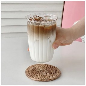 Flamenco Mystique Sklenice na kávu a nápoje s drážkou, duhová, 420 ml, 12x8,5 cm
