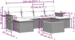 7dílná zahradní sedací souprava s poduškami černá polyratan 3257014