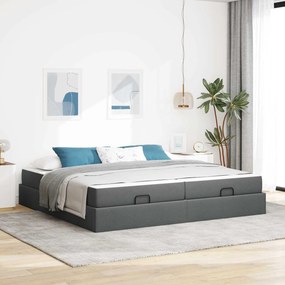 Rám postele s matrací 2 ks Tmavě Šedá textil 3399516