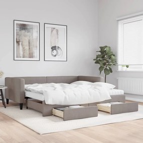 Válenda s přistýlkou a zásuvkami taupe 100 x 200 cm textil 3196640