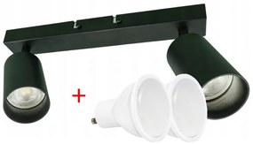 BERGE Stropní bodové svítidlo LED VIKI-X 2x GU10 - černé + 2x LED žárovka